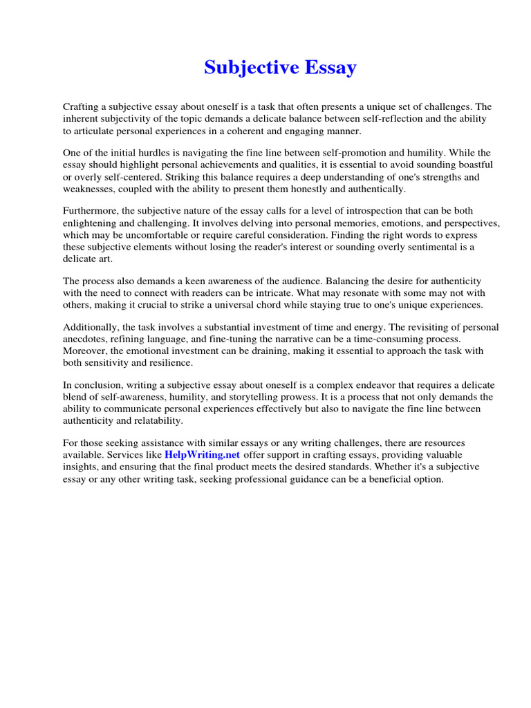 Subjective Essay | PDF