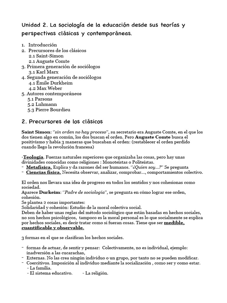 UNIDAD 2. Sociología. | PDF | Sociología | Sociedad