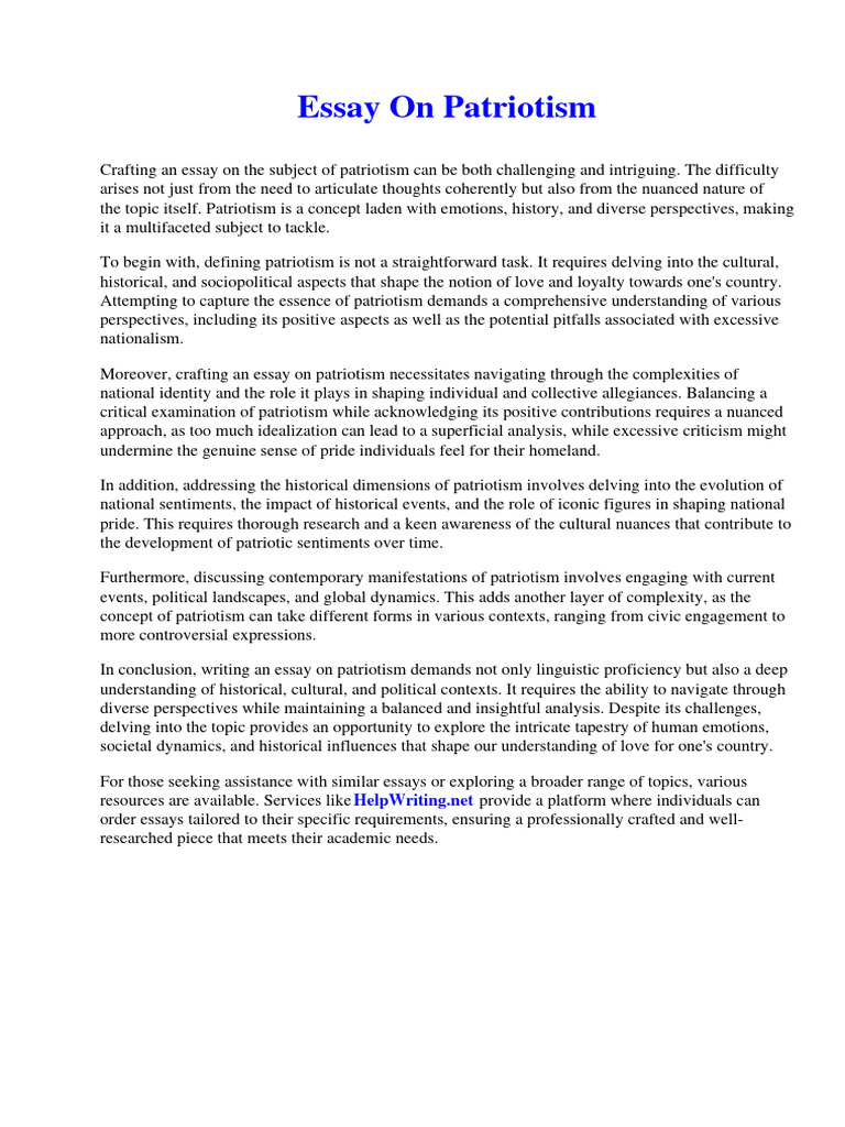 Essay On Patriotism | PDF | David | Saul
