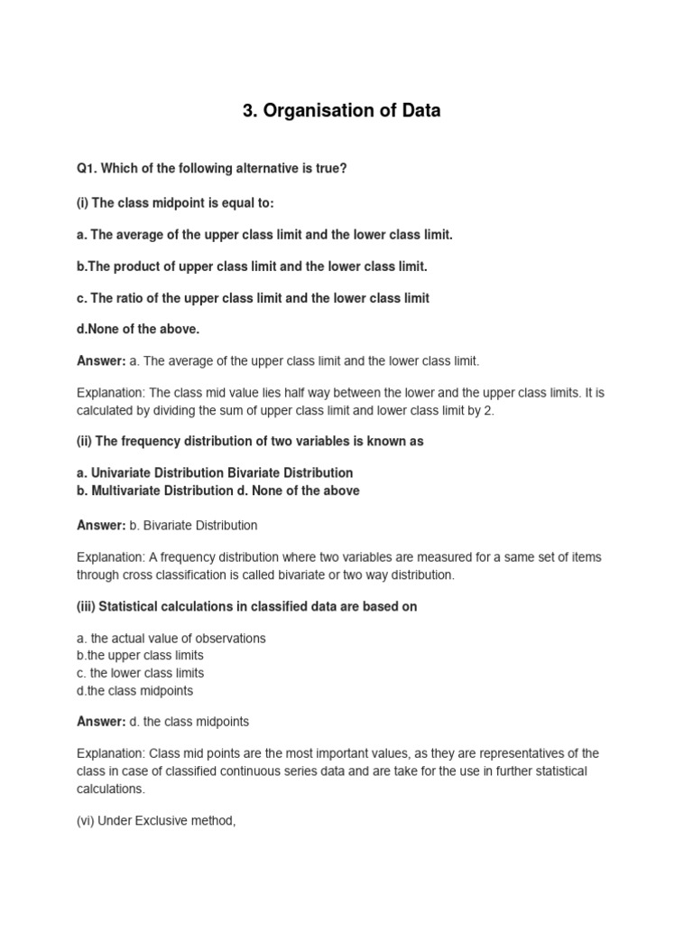 NCERT Solutions For Class 11 Economics Statistics Chapter 3 Organisation of Data | Download Free ...