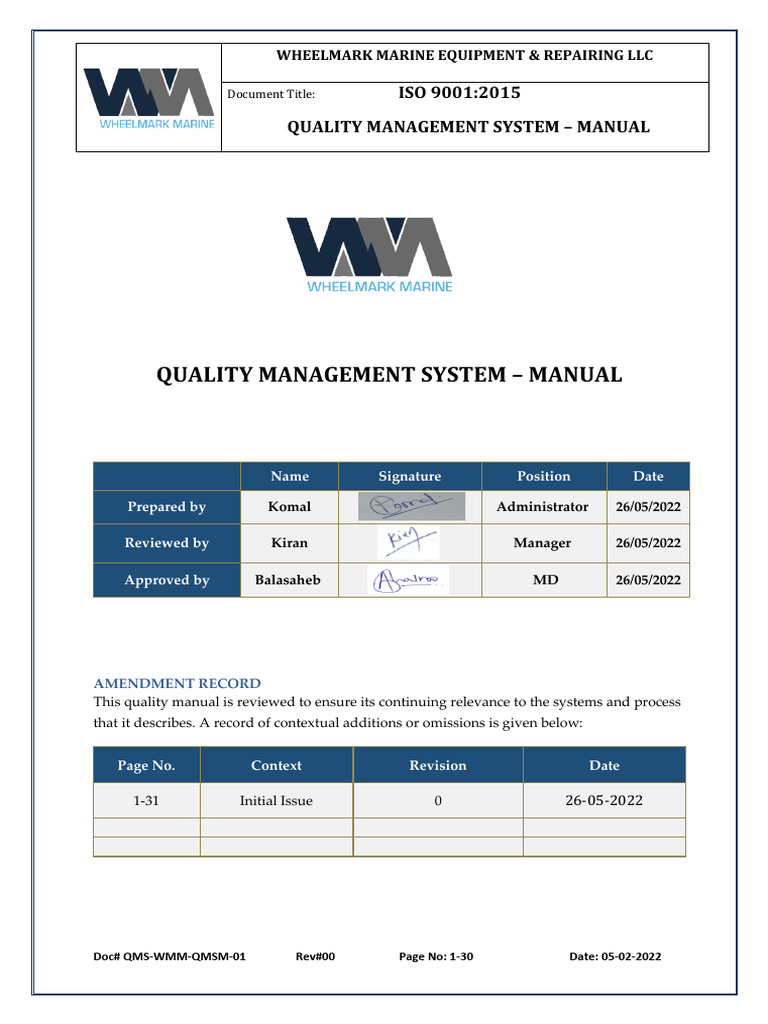 03-QMS Manual | PDF