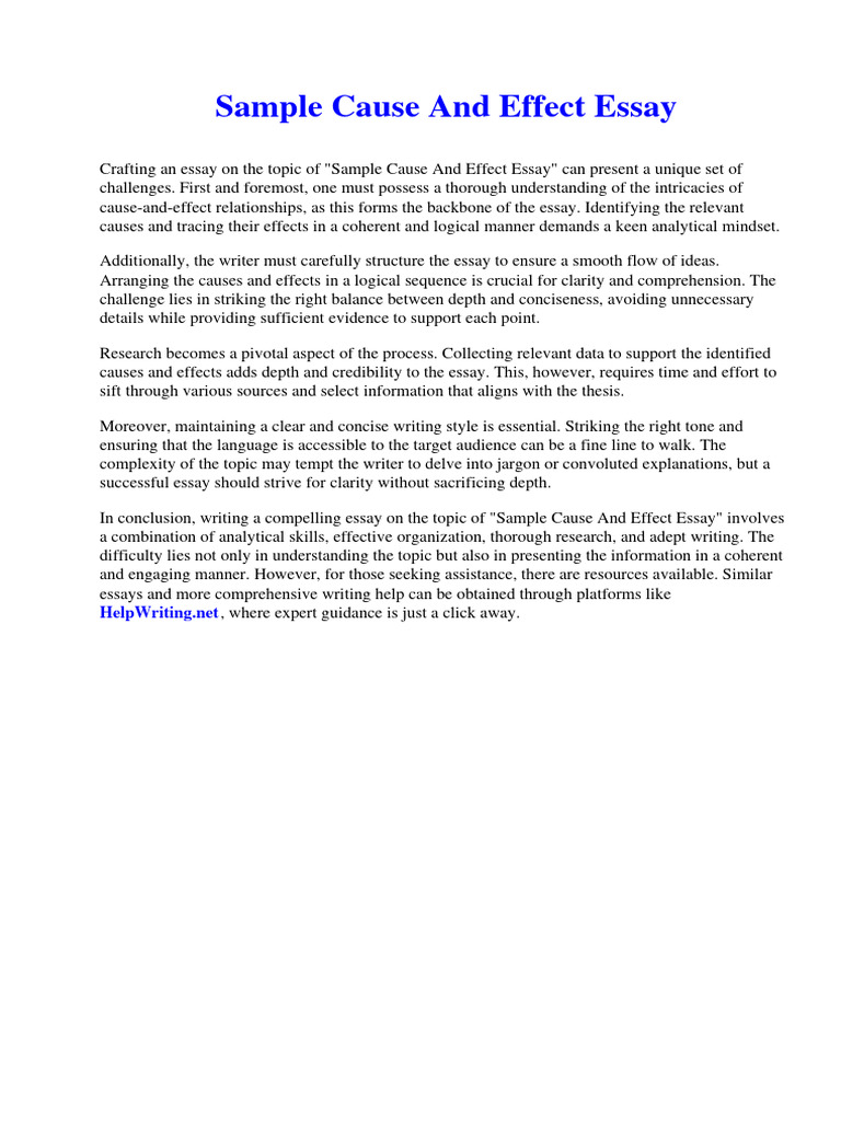 Sample Cause and Effect Essay | Download Free PDF | Climate Change ...