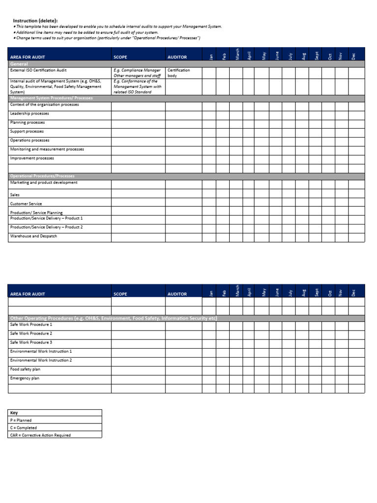 Internal Audit Schedule | PDF | Audit | Internal Audit