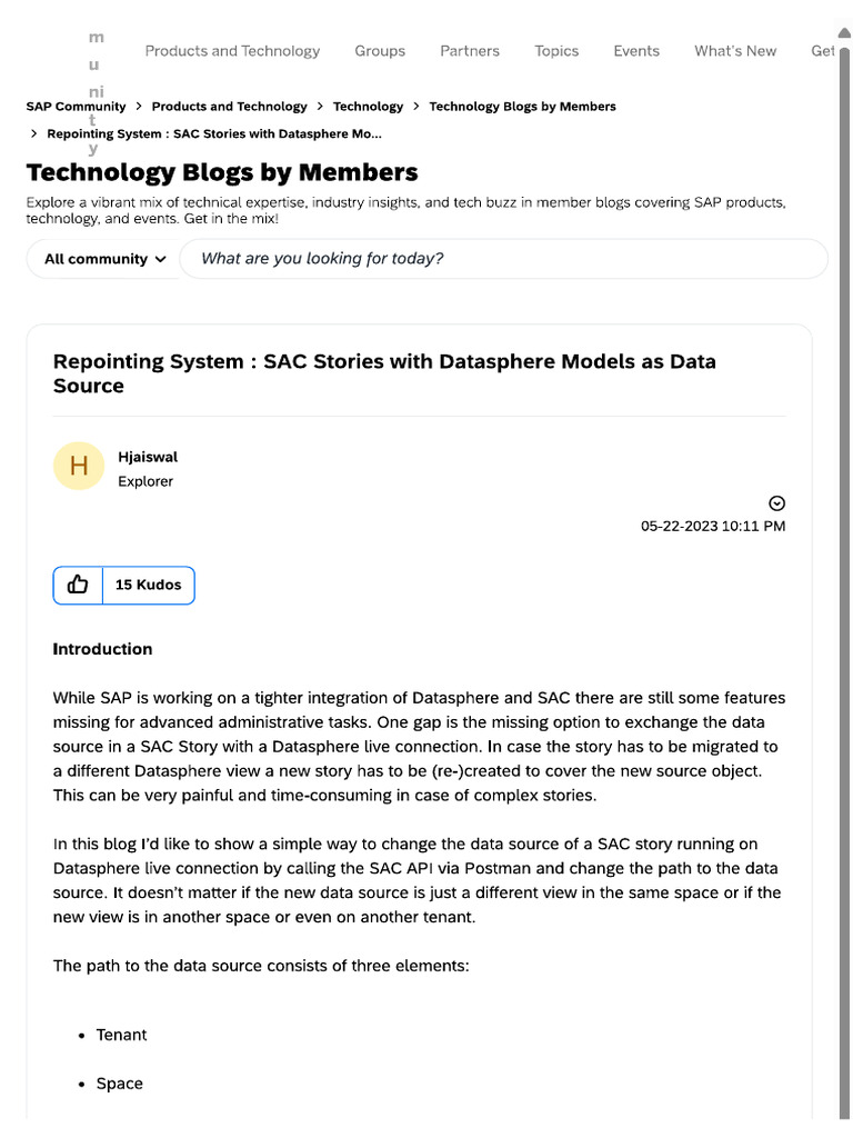 Repointing System - SAC Stories With Datasphere Mo... - SAP Community | PDF