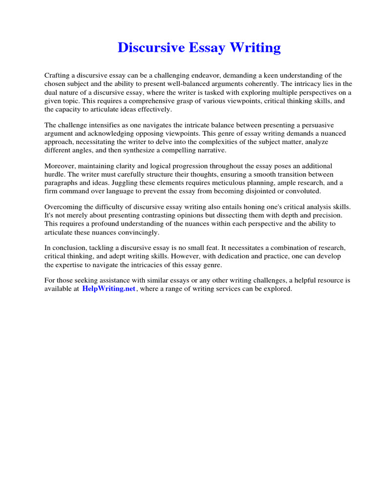 Discursive Essay Writing | PDF | Essays | Curriculum
