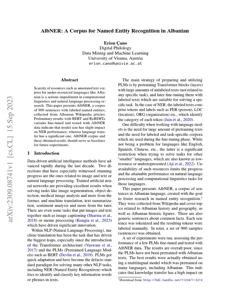 AlbNER: A Corpus For Named Entity Recognition in Albanian | PDF | Product Lifecycle ...