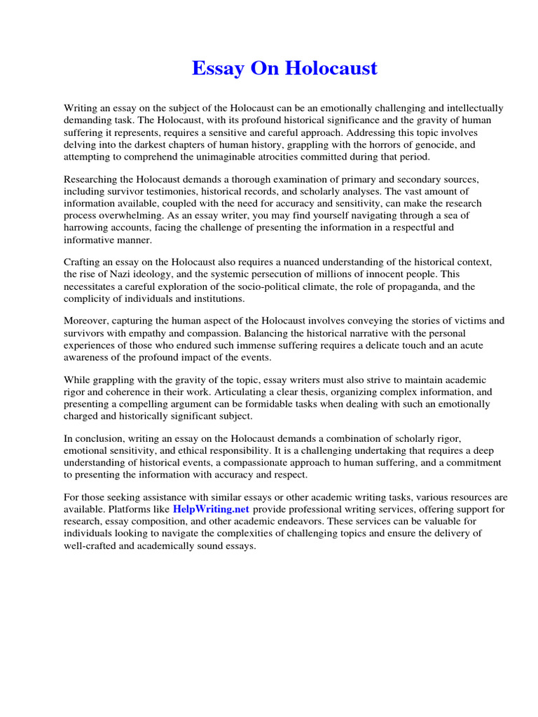 Essay On Holocaust | PDF