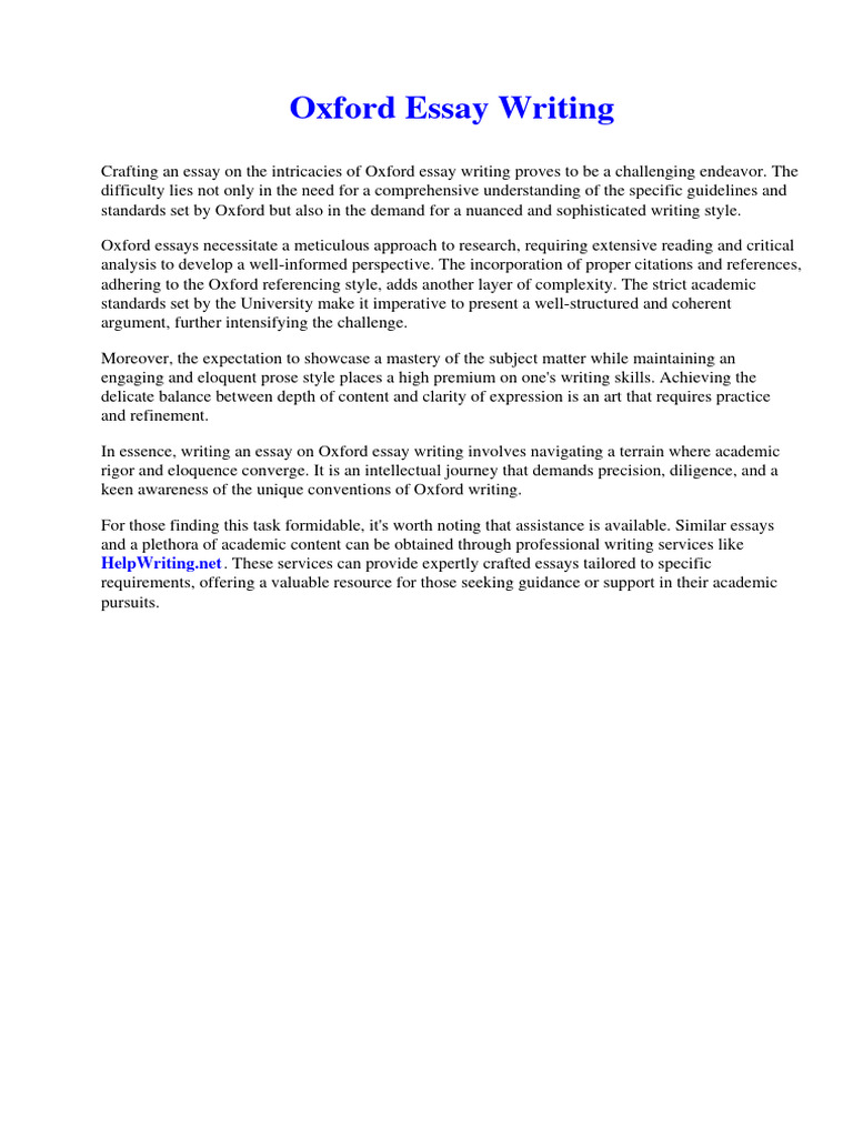 Oxford Essay Writing | PDF