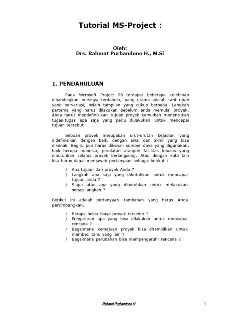 Tutotial MS Project1 | PDF