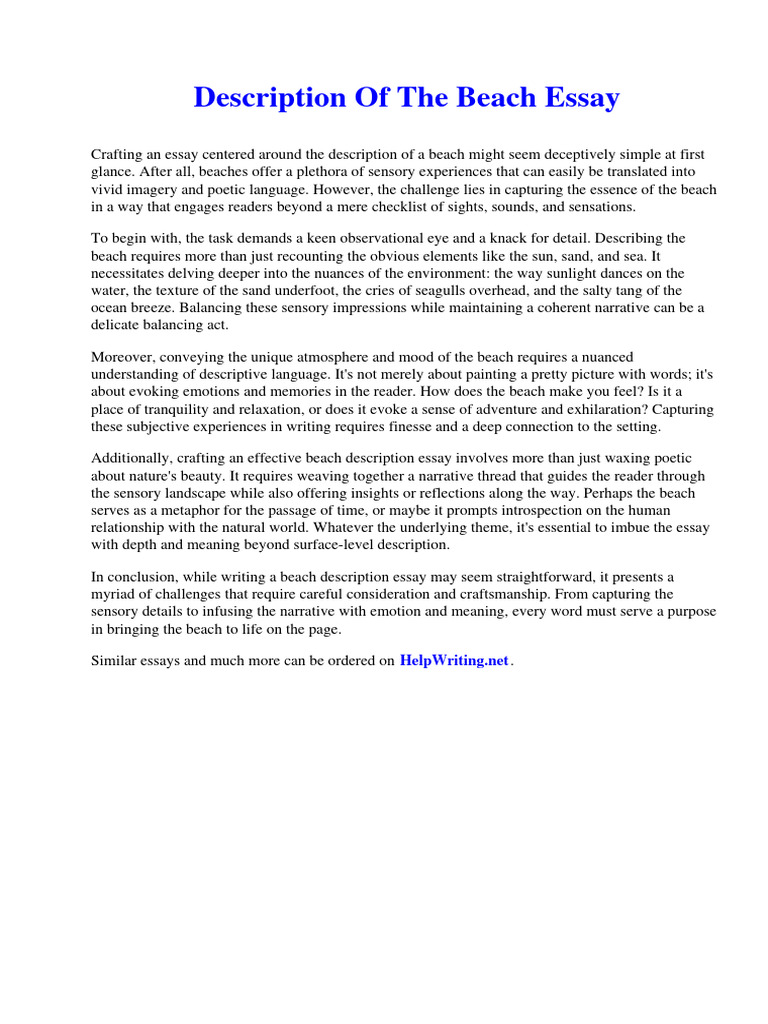 Description of The Beach Essay | PDF