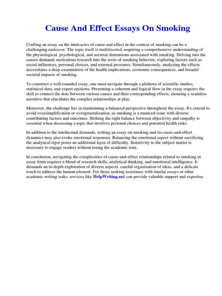 Cause and Effect Essays On Smoking | PDF | Ronald Reagan | Jimmy Carter