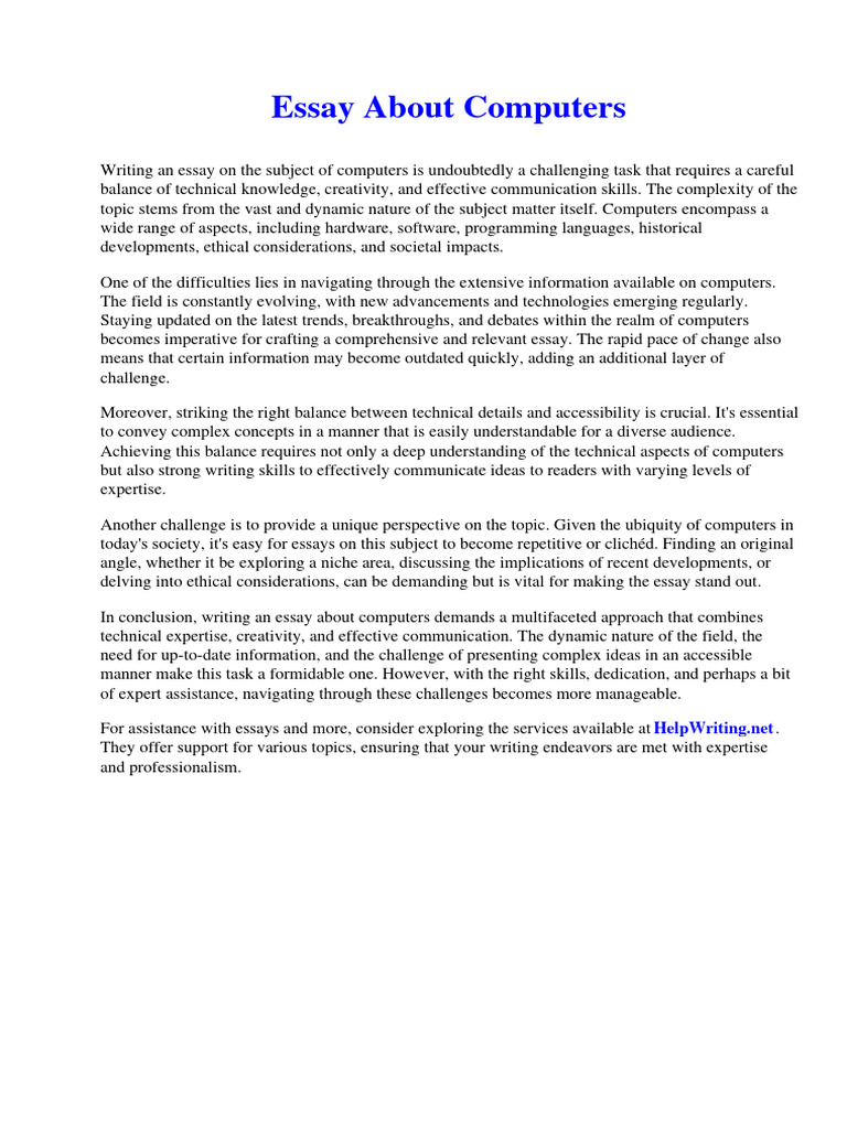 Essay About Computers | PDF