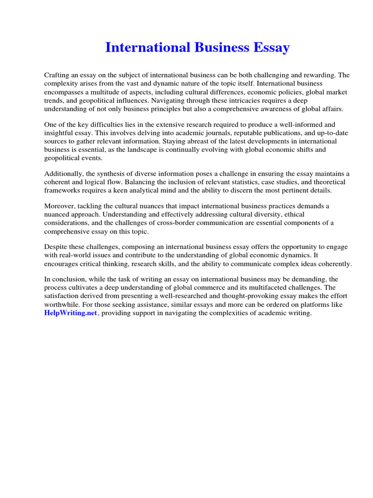 International Business Essay | PDF | Pleasure | Hedonism