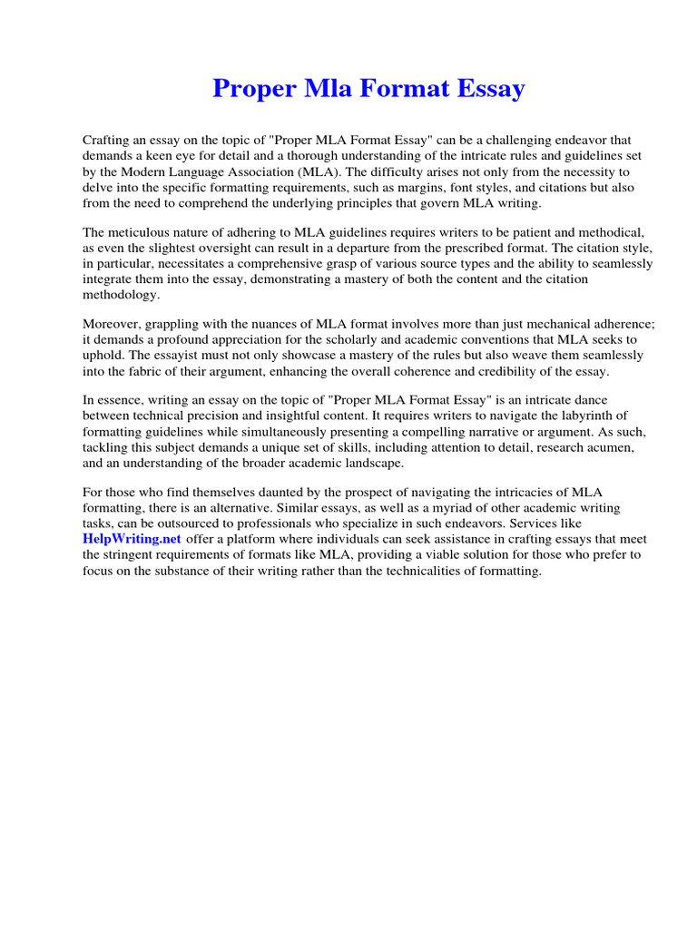 Proper Mla Format Essay | PDF