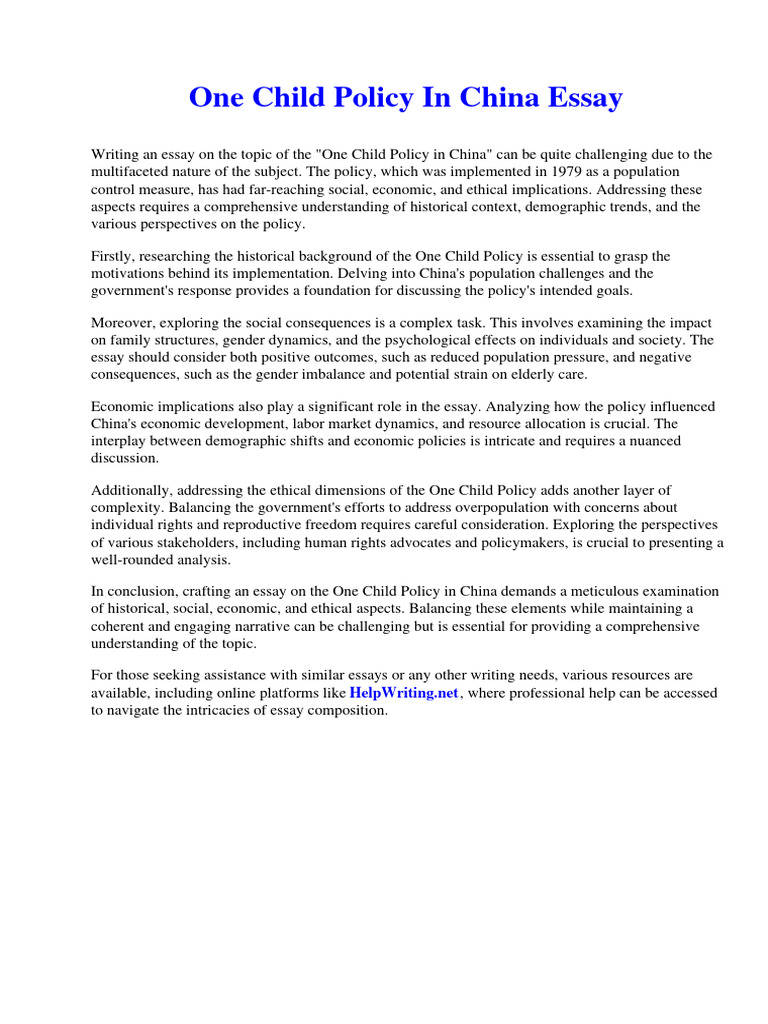 Analyzing China's One Child Policy | PDF | Policy | System