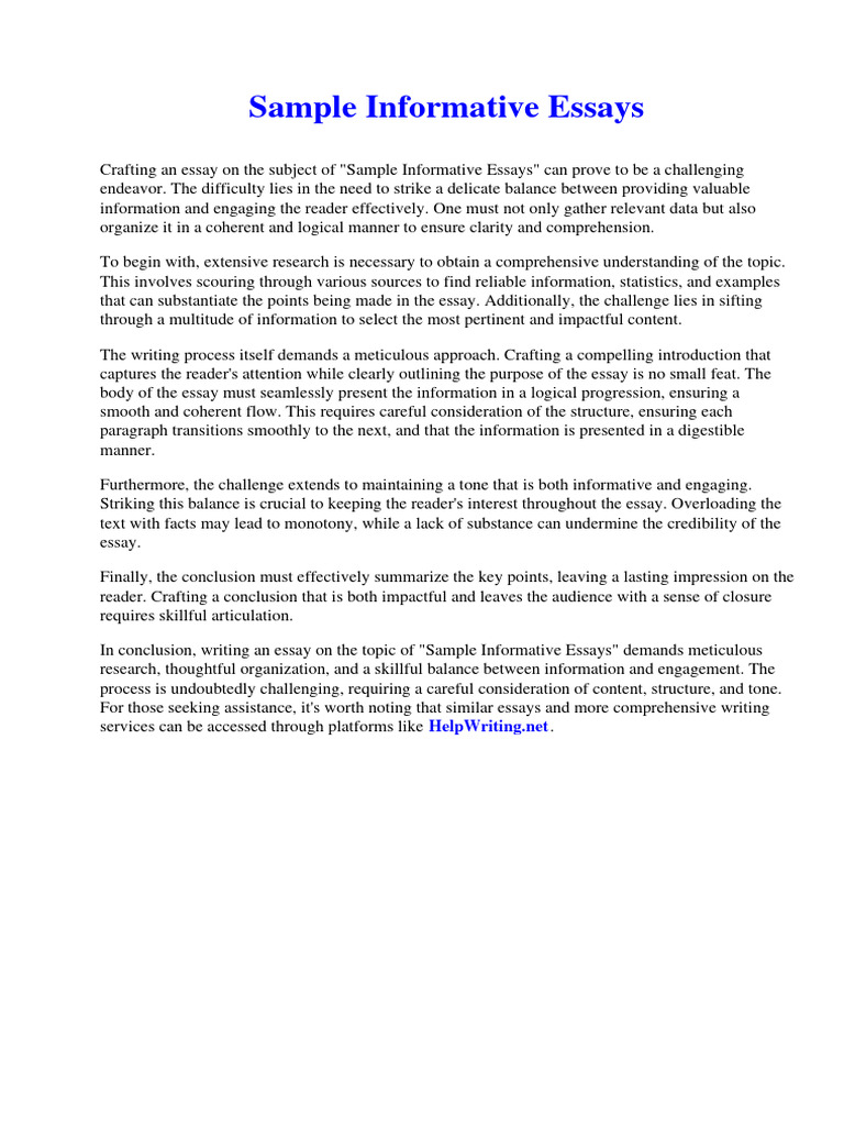 Sample Informative Essays | PDF