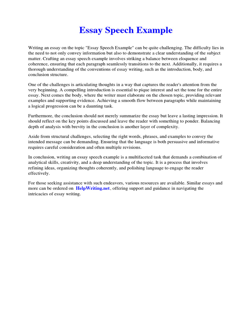 Essay Speech Writing Guide | PDF