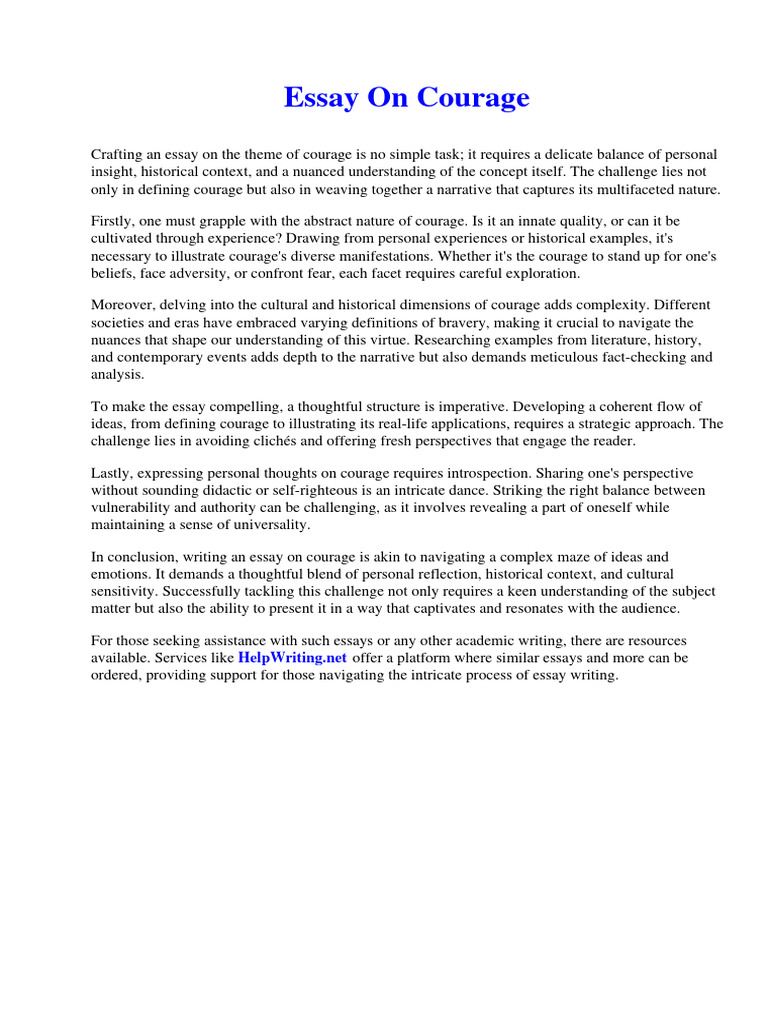 Essay On Courage | PDF | Schizophrenia | Causes Of Death