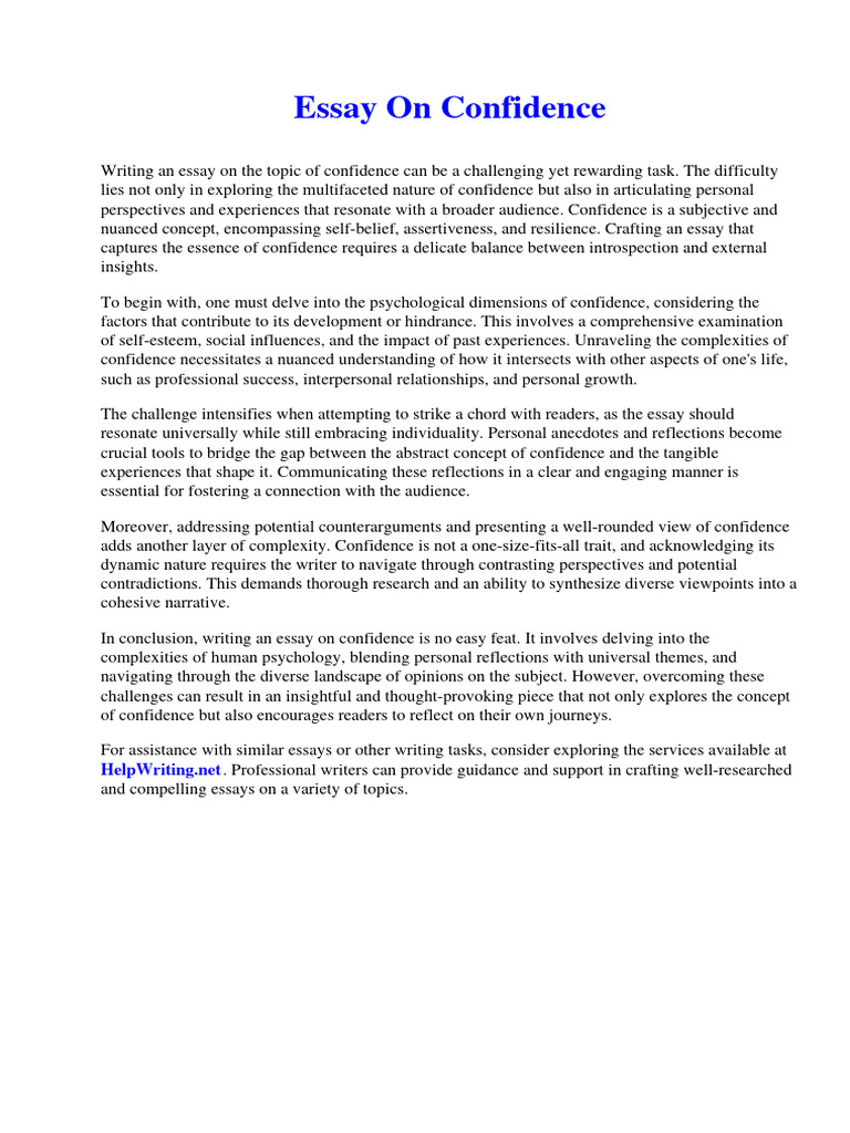 Essay On Confidence | PDF | Prison | Internet Of Things