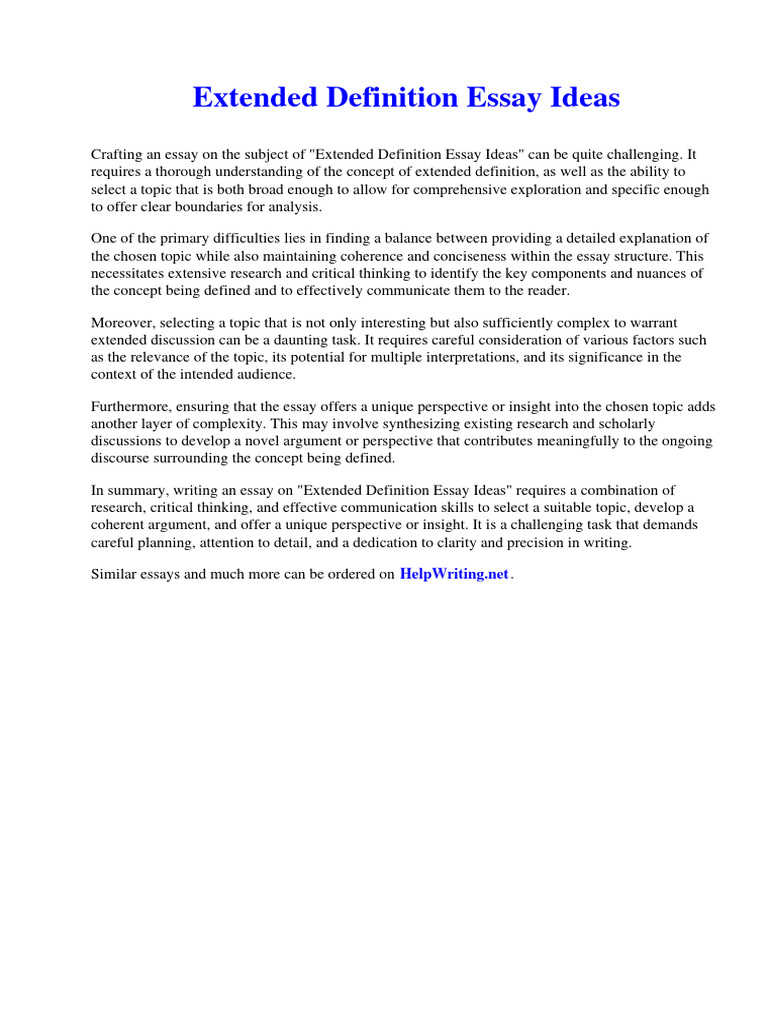 Extended Definition Essay Ideas | PDF | Veganism | Essays