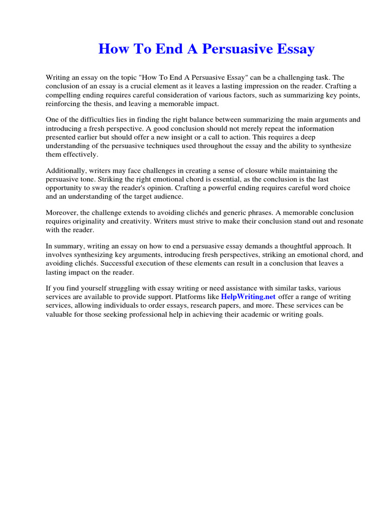 Crafting a Strong Persuasive Essay Conclusion | PDF | Security Interest ...