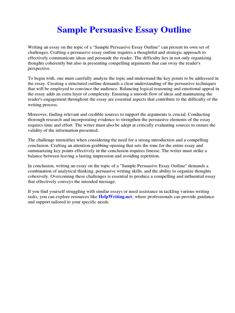 Sample Persuasive Essay Outline | PDF | Essays | Jazz