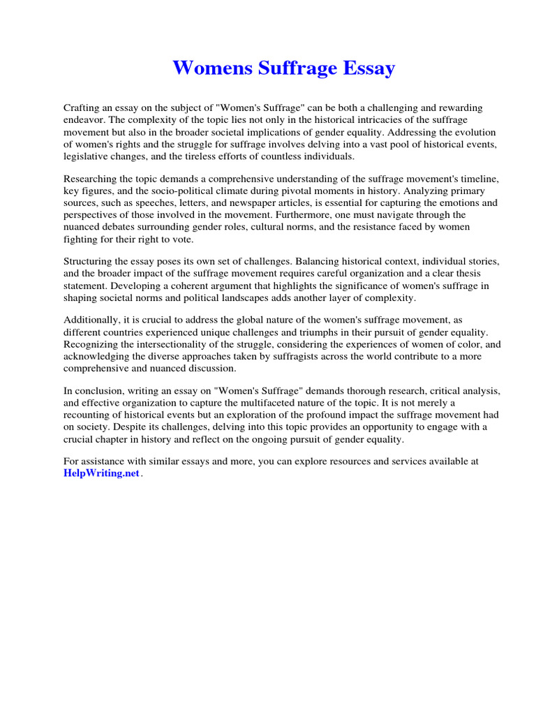 Womens Suffrage Essay | PDF | Tuba | Brass Instruments