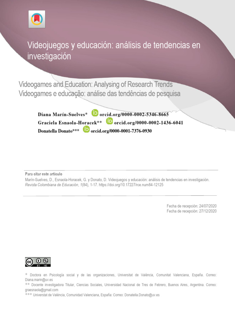 Marín - Esnaola - Donato - VJ y Educación | PDF | Videojuegos | Aprendizaje