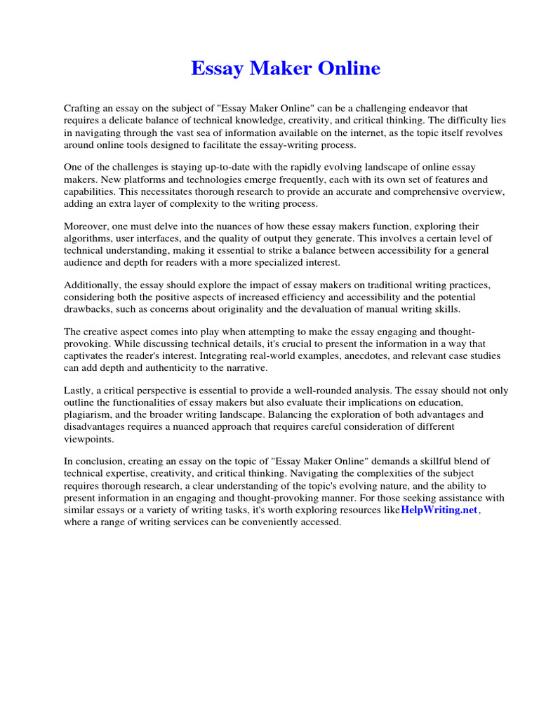 Essay Maker Online | PDF | Essays