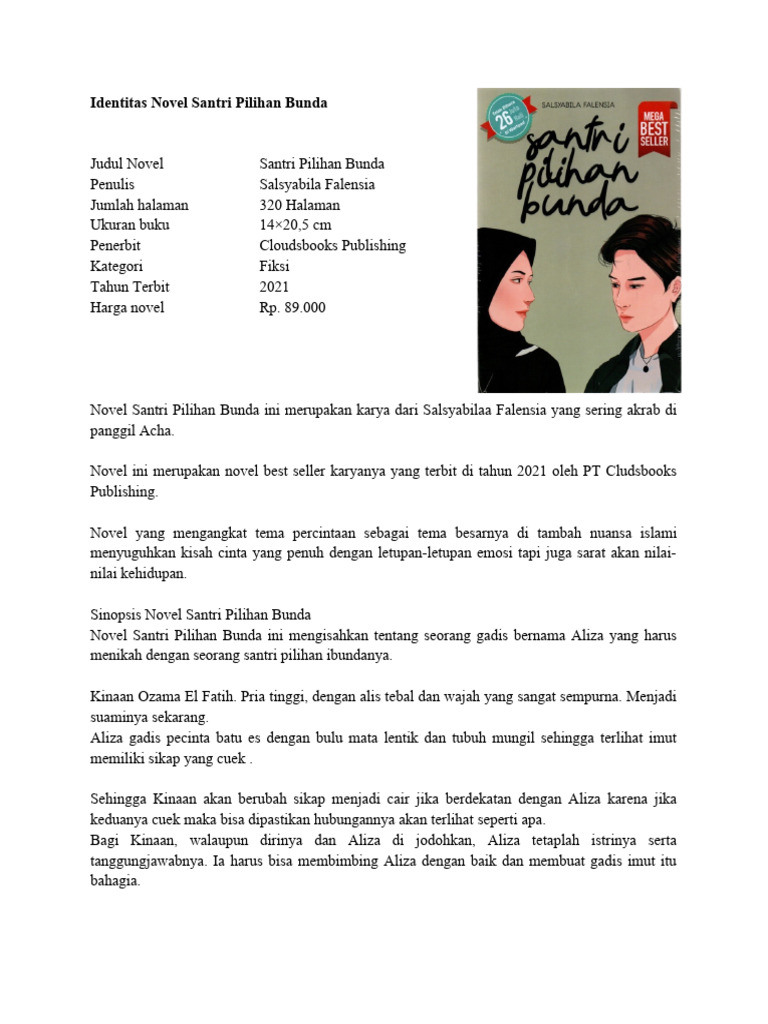 Identitas Novel Santri Pilihan Bunda | PDF