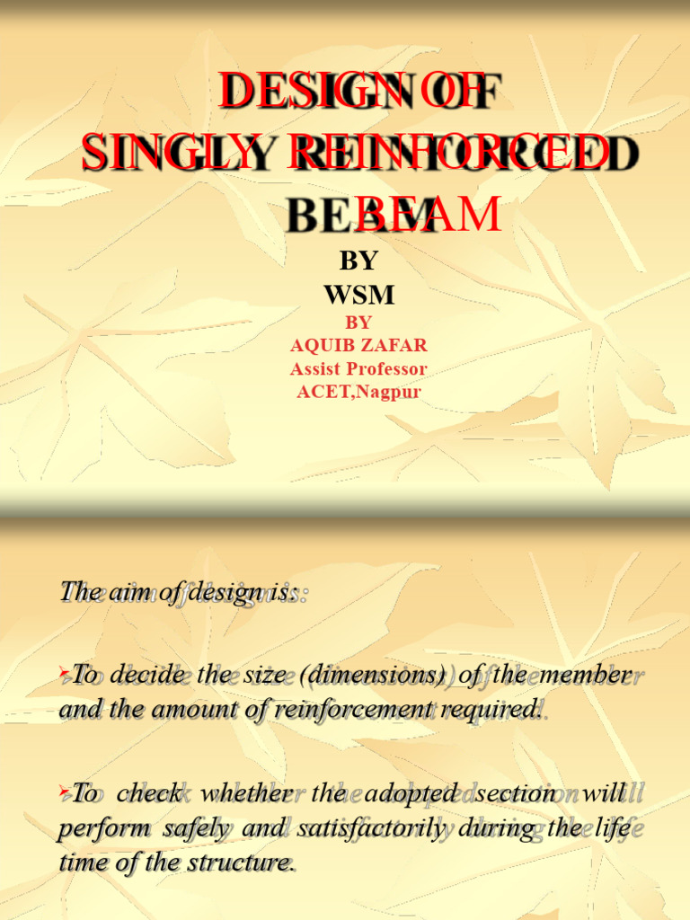 Design of Beam by WSM For Reference Final | PDF | Beam (Structure) | Bending