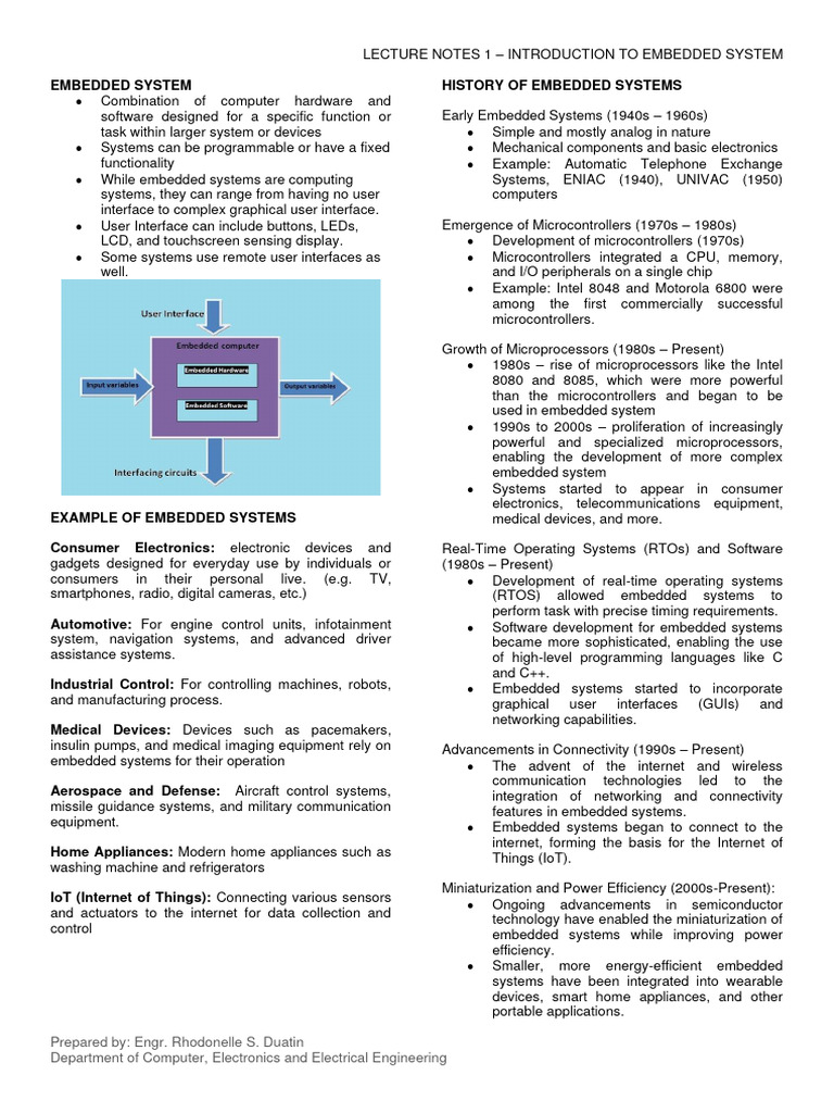Lecture 1 - Introduction To Embedded Systems | PDF | Embedded System ... Lecture 1 - Introduction To Embedded Systems | PDF | Embedded System ...
