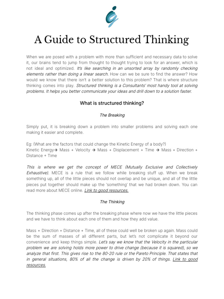 A Guide To Structured Thinking | PDF | Thought | Mass