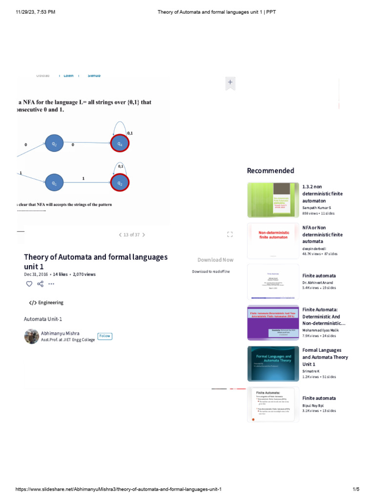 Theory of Automata and Formal Languages Unit 1 | PDF | Computing | String (Computer Science)
