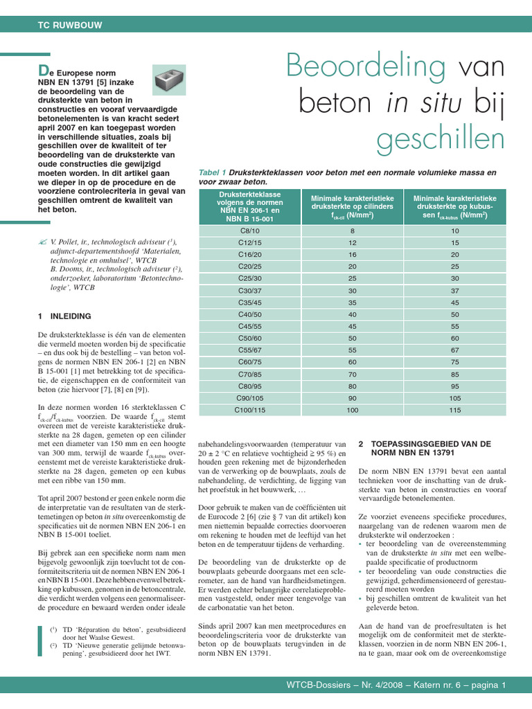 2008 - 4 - nr6 Beoordelen Van Beton in Situ Bij Geschillen | PDF