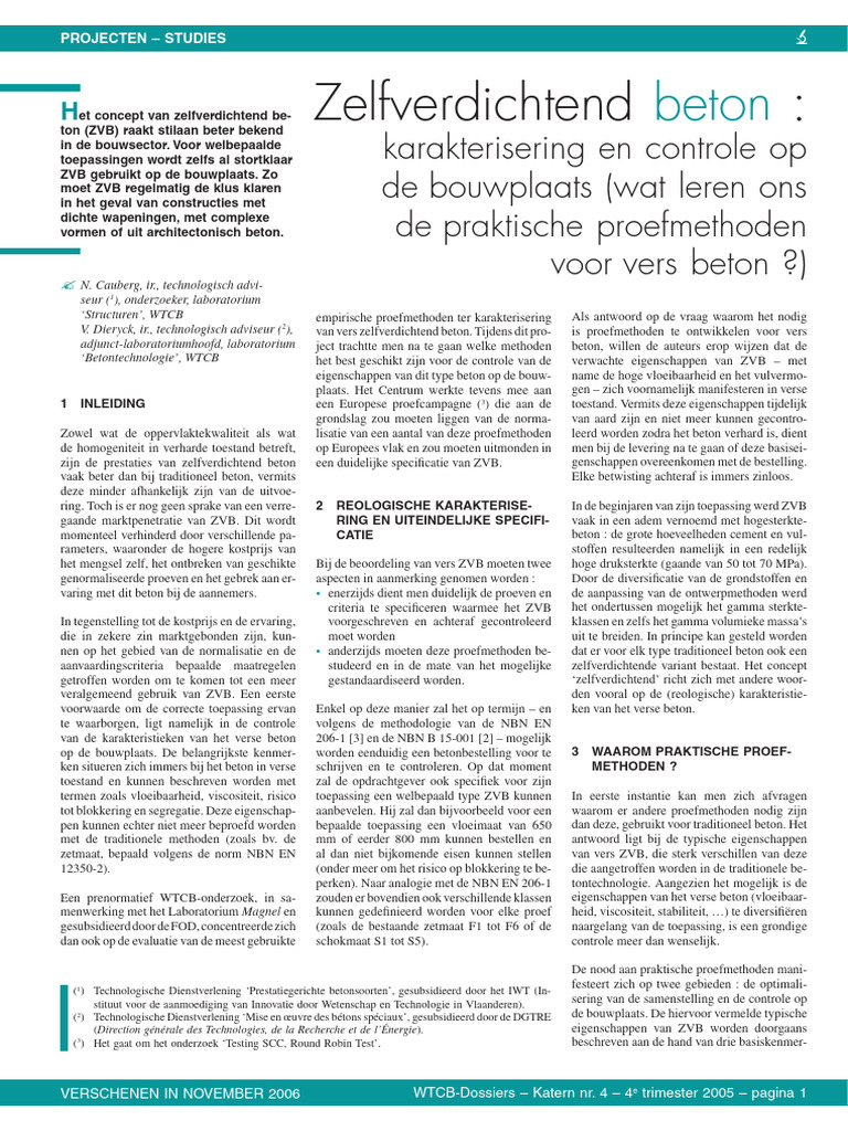 2005 - 4 - nr4 Zelfverdichtend Beton - Karakterisering en Controle Op ...