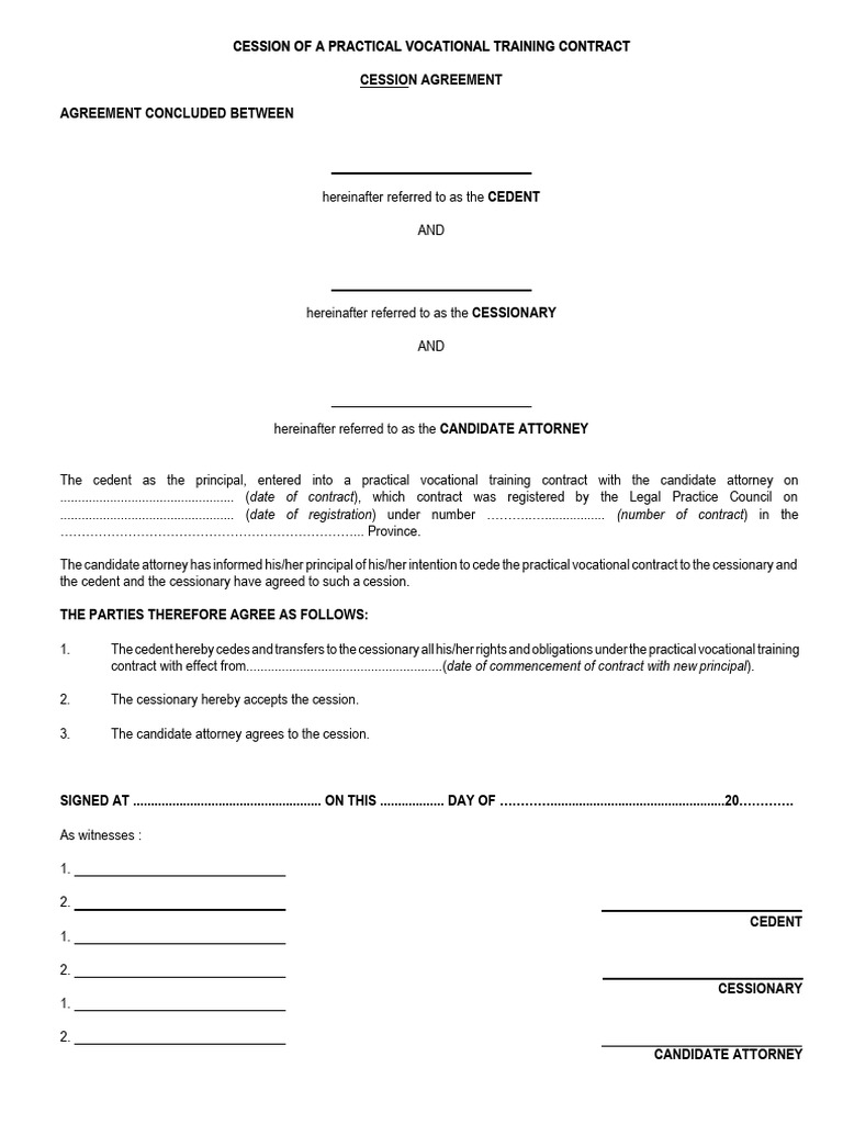 Cession Agreement for Candidate Attorney | PDF | Finance & Money ...