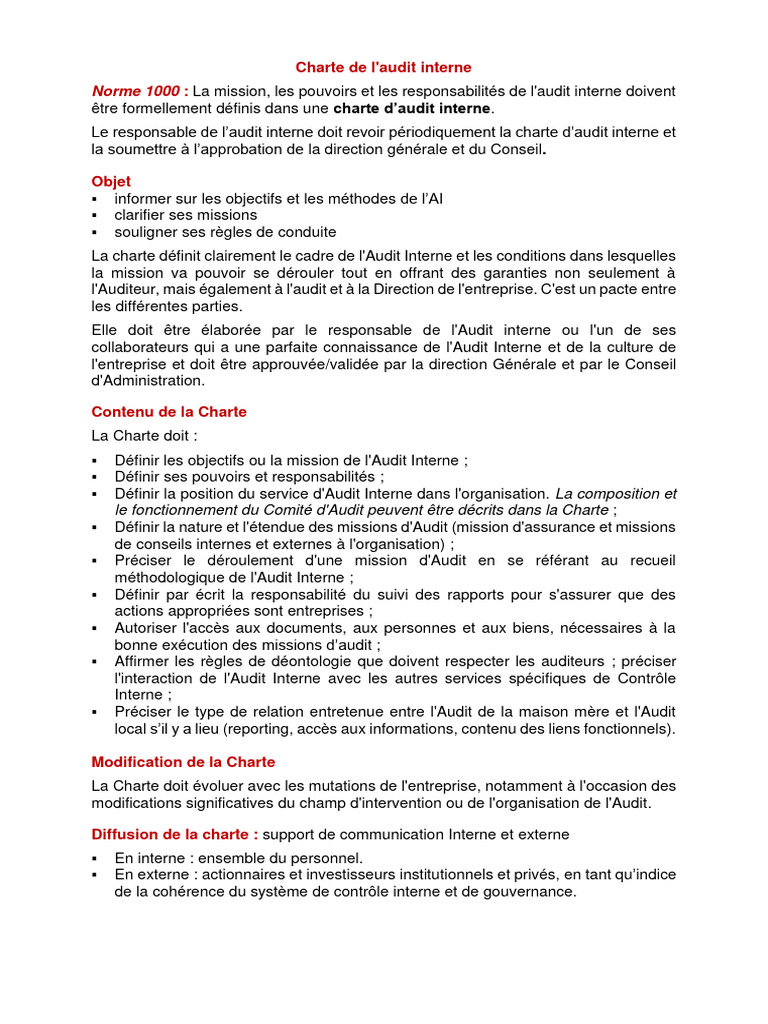 Charte de l'Audit Interne | PDF | Audit | Audit interne