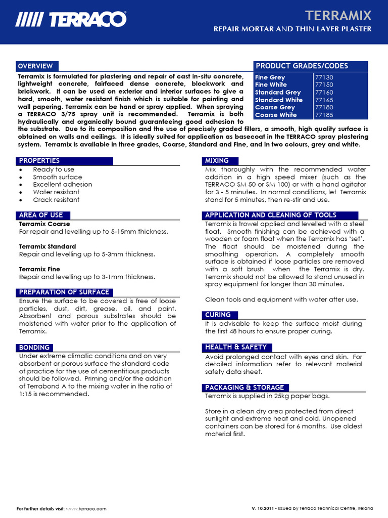 Terramix Repair Mortar Overview | PDF