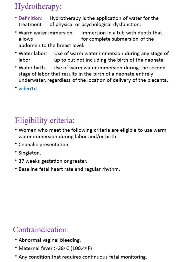 Hydrotherapy Notes | PDF | Childbirth | Pregnancy