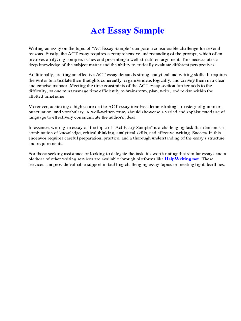 Act Essay Sample | PDF