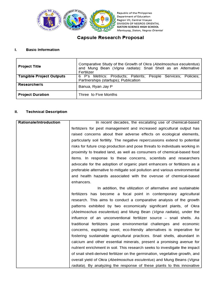 Capsule Research Proposal LEADERISM 555 | PDF | Agriculture ...