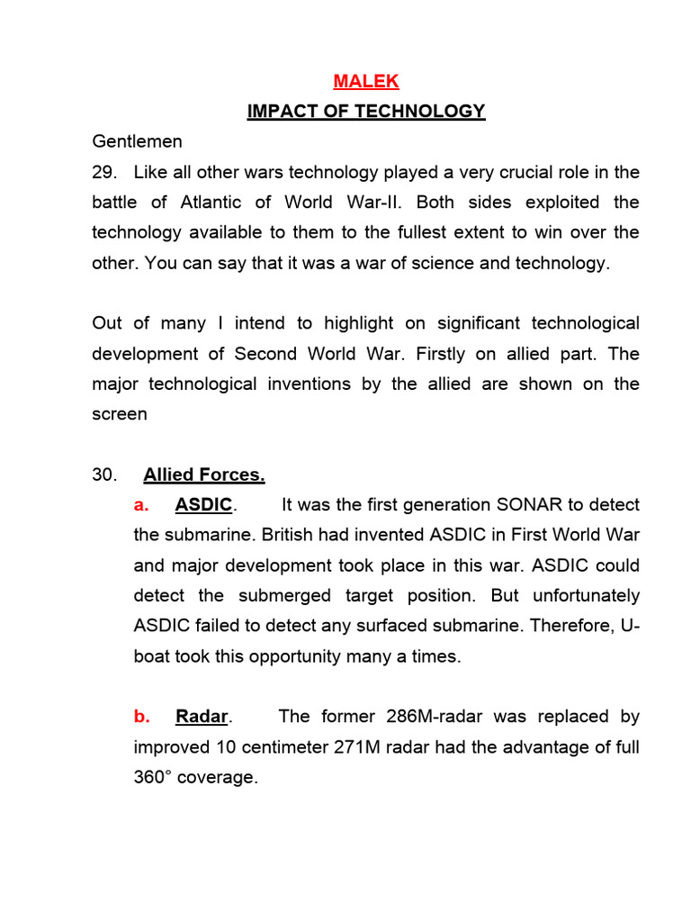 Nws Presentation | PDF | U Boats | Sonar