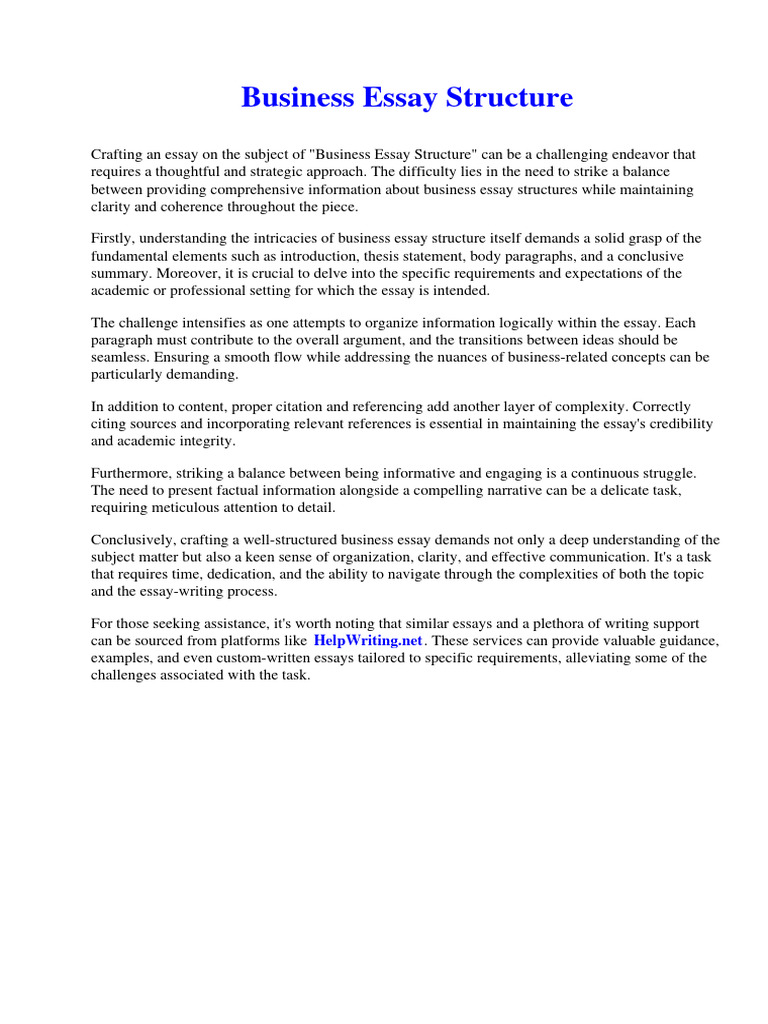 Business Essay Structure | PDF | Essays