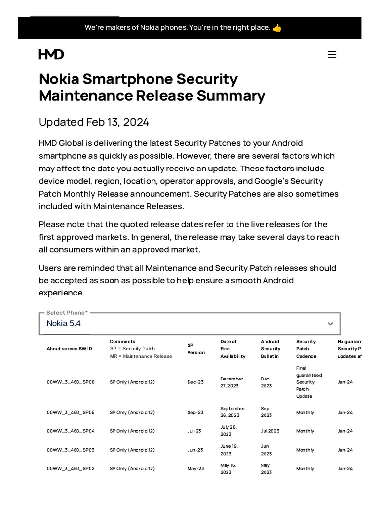 Nokia Smartphone Security Maintenance Release Summary | PDF | Nokia ...