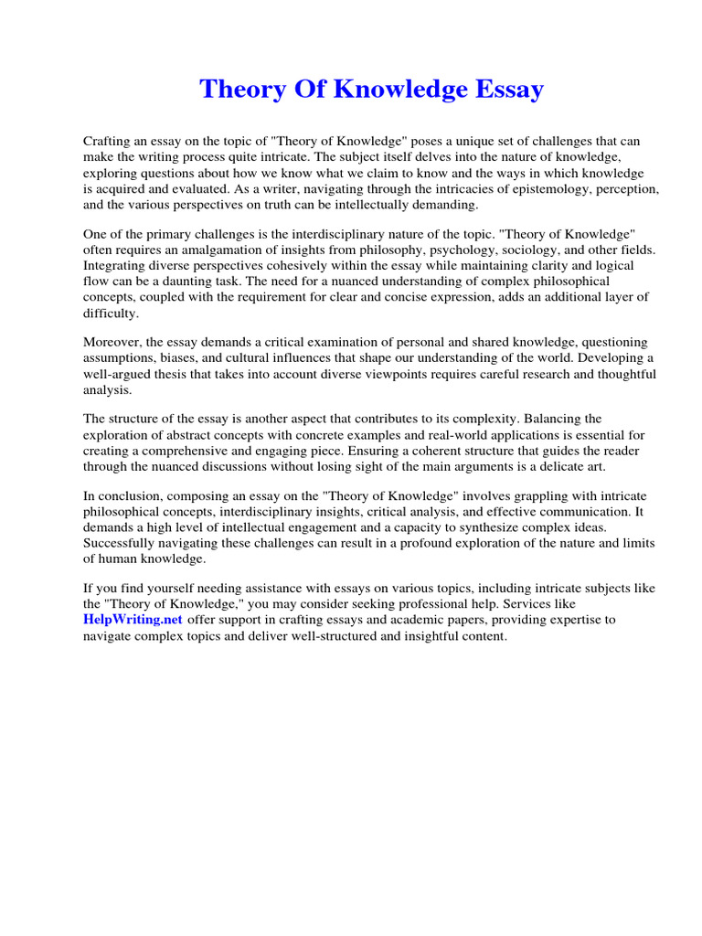 Theory of Knowledge Essay | PDF | Epistemology | Knowledge