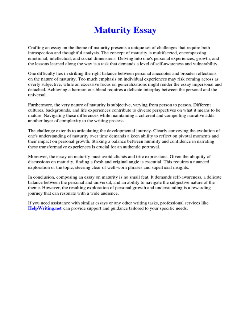 Maturity Essay | PDF | Microsatellite