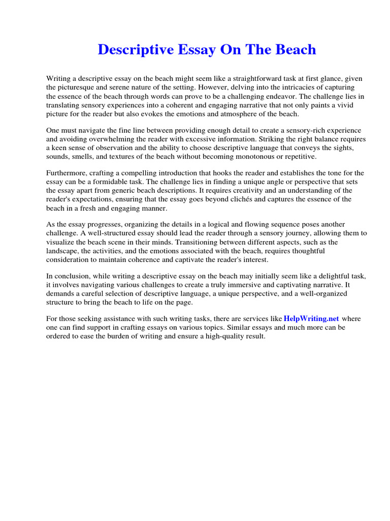 Descriptive Essay On The Beach | PDF | Humanism | Renaissance