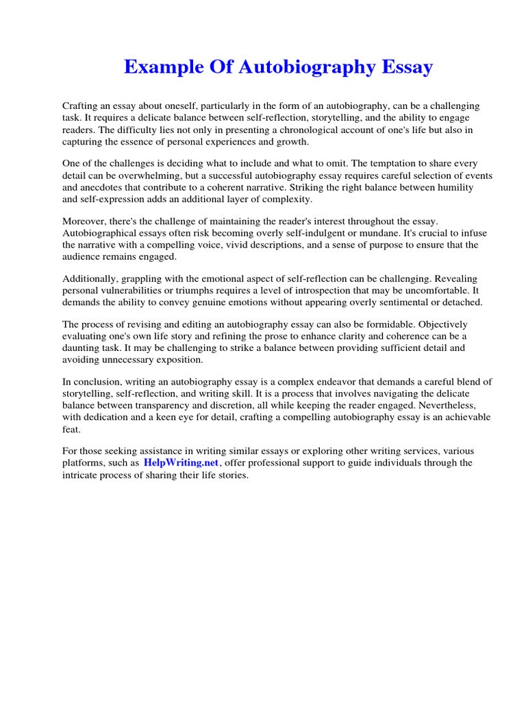 Example of Autobiography Essay | Download Free PDF | Uranium ...