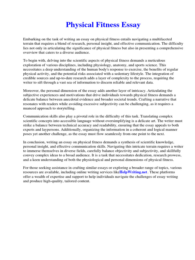 Physical Fitness Essay | PDF